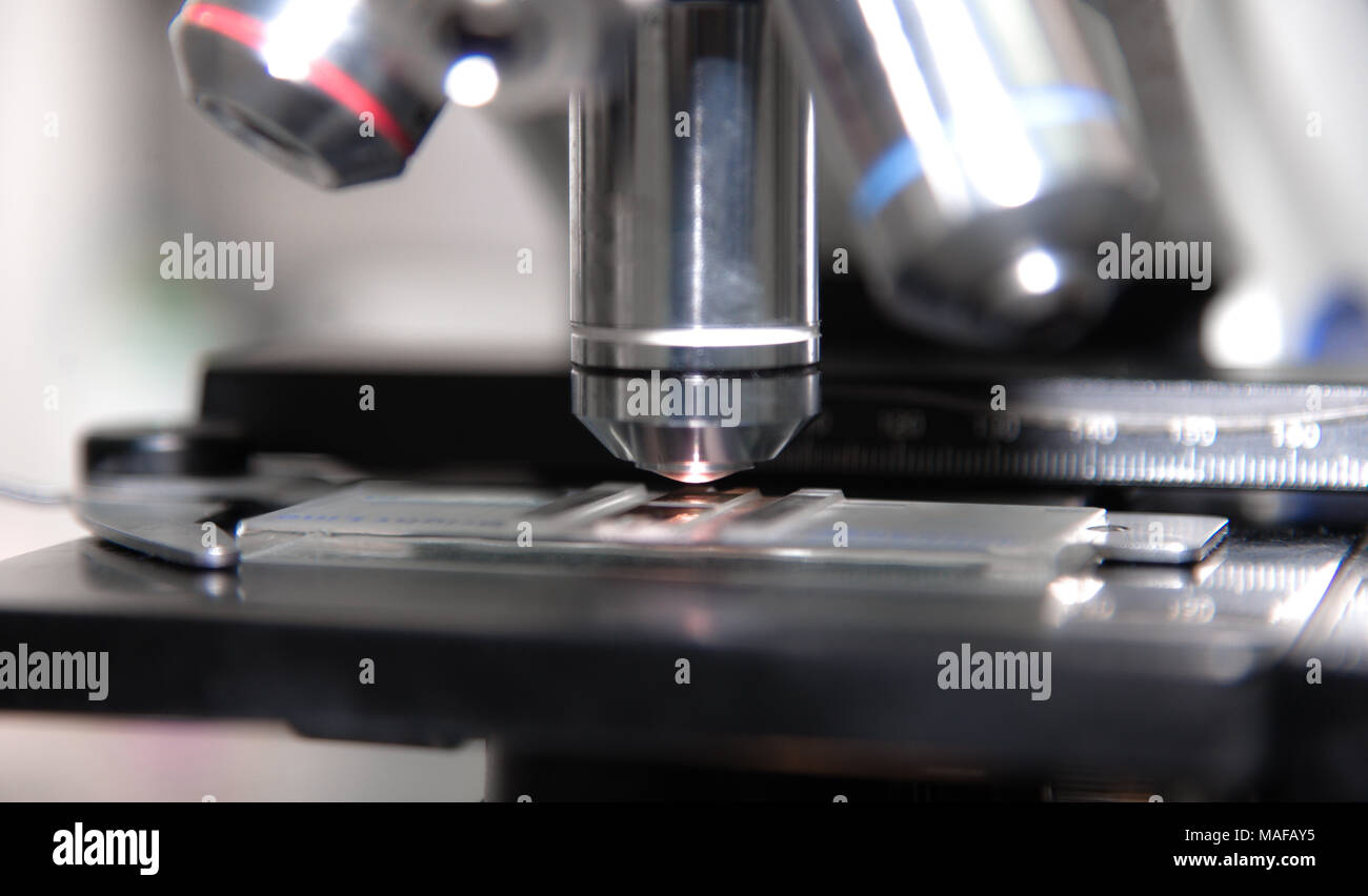 Close up Microscope in laboratory medical concept Stock Photo - Alamy