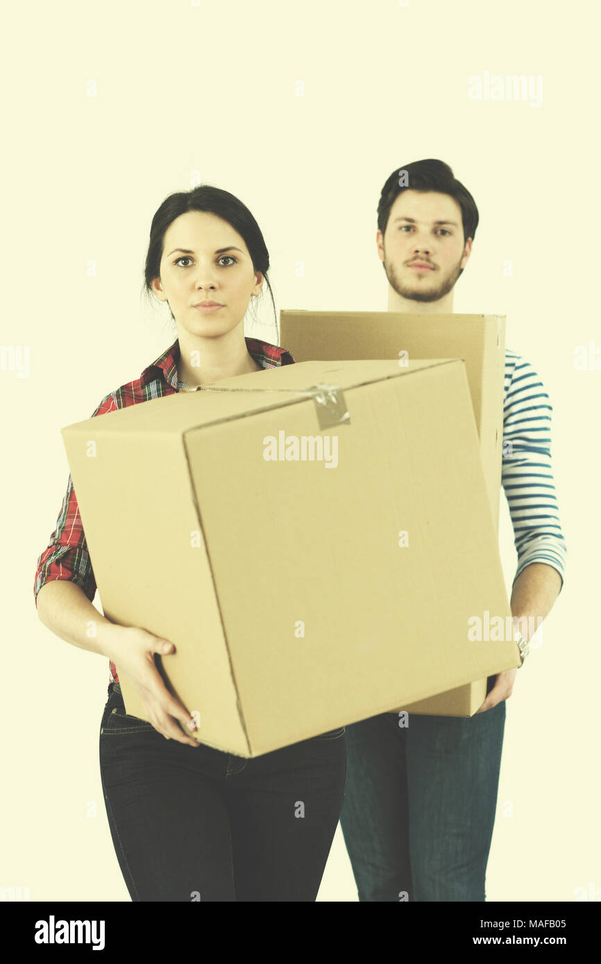 happy Young couple moving in new home Stock Photo - Alamy