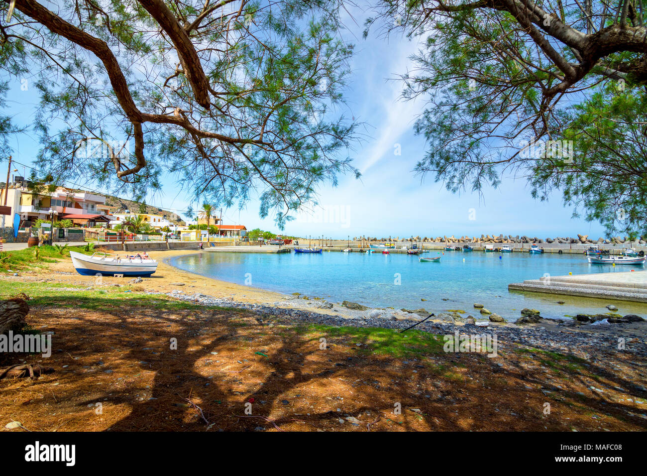 Traditional pictorial coastal fishing village of Milatos, Crete, Greece ...
