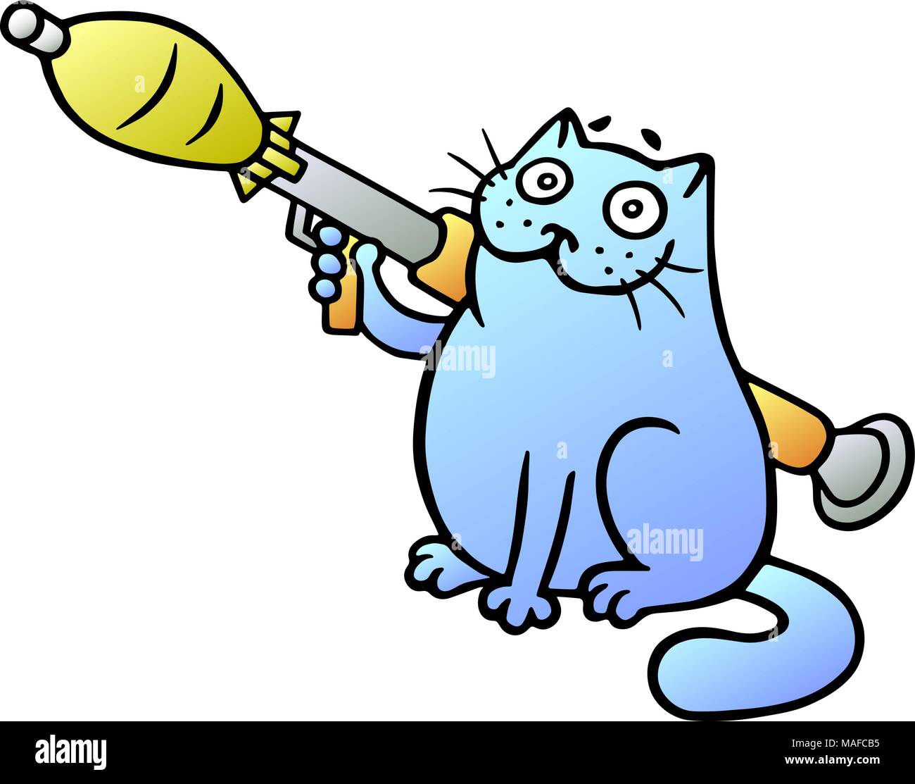 Cat guards with a grenade launcher. A dangerous animal. Vector ...