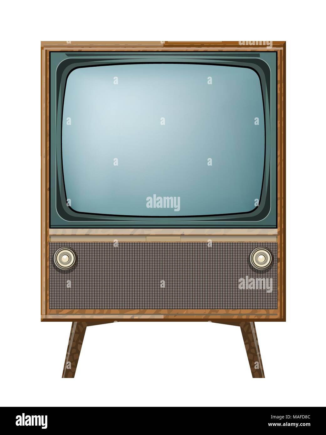 Retro old vintage television on white background Stock Vector Image ...