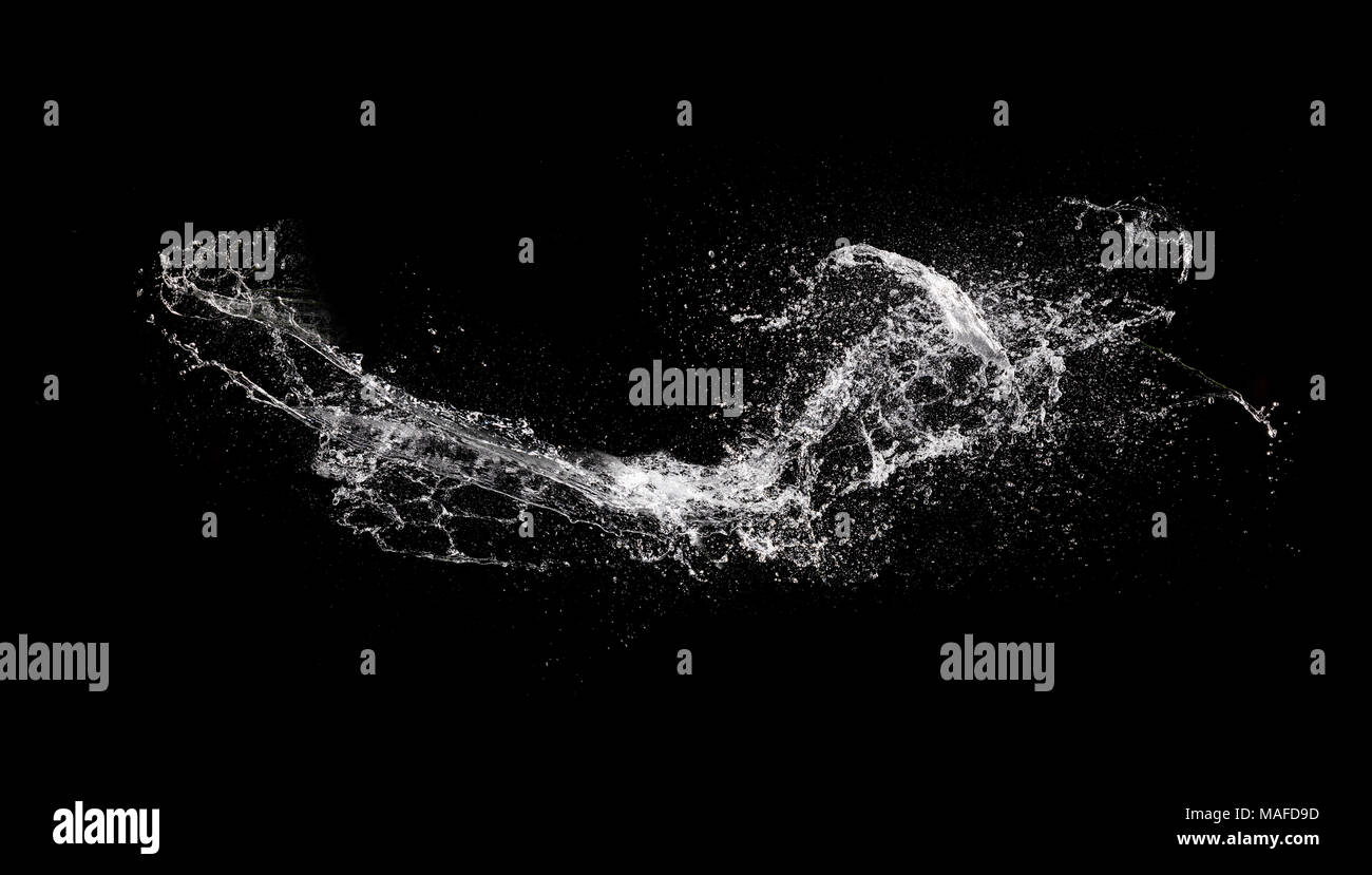 Water splash abstract shape isolated on black background. High ...