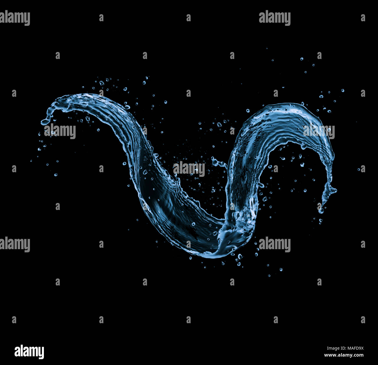 Water splash abstract shape isolated on black background. High ...