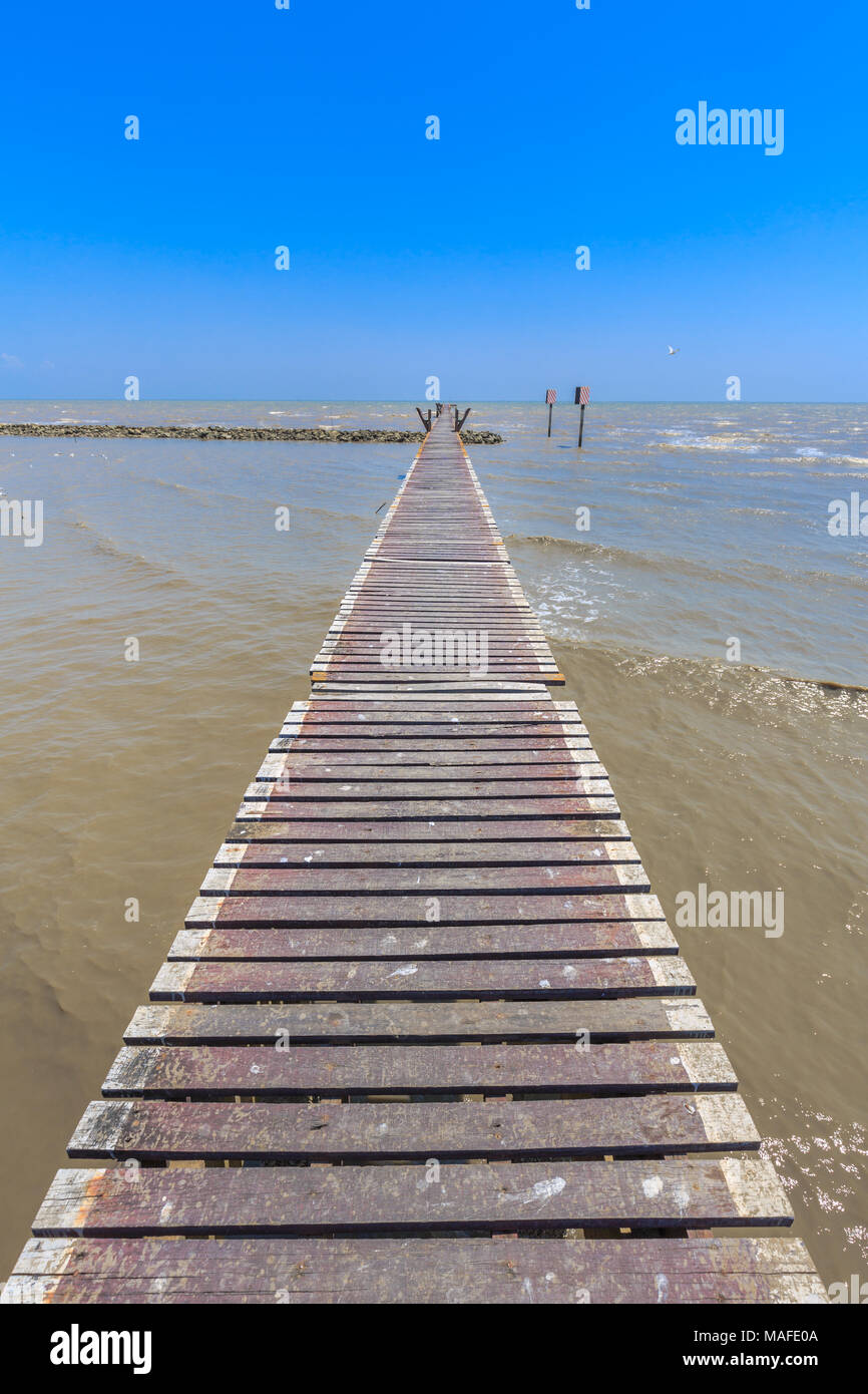 old wood bridge pier with nobody against beautiful sky Stock Photo - Alamy