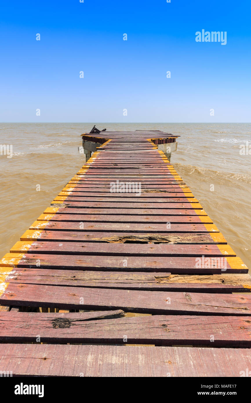 old wood bridge pier with nobody against beautiful sky Stock Photo - Alamy