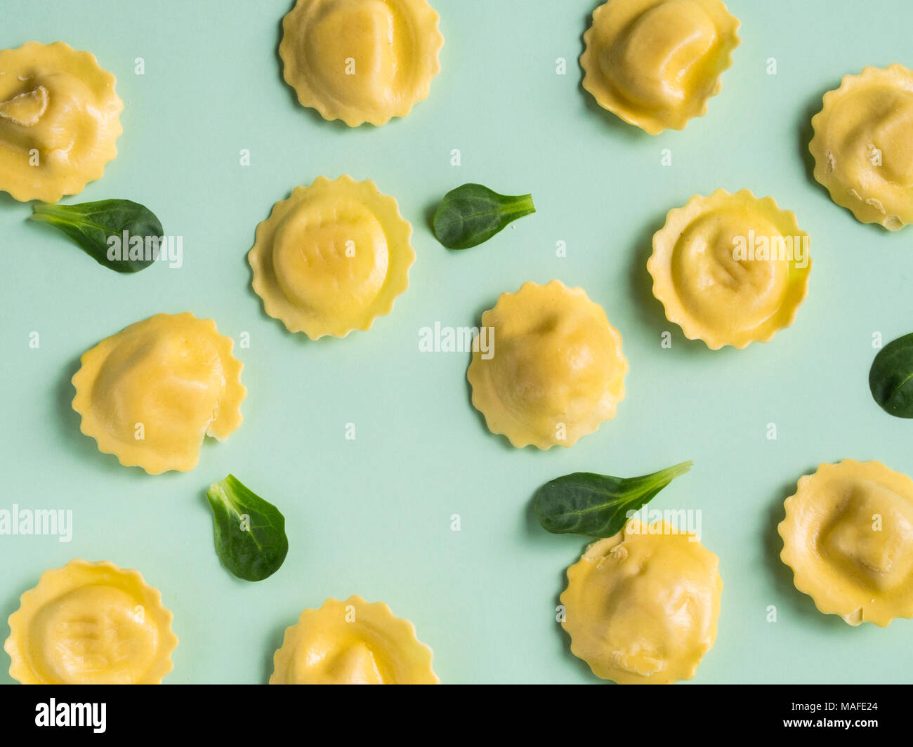 Green raw ravioli pattern Stock Photo - Alamy