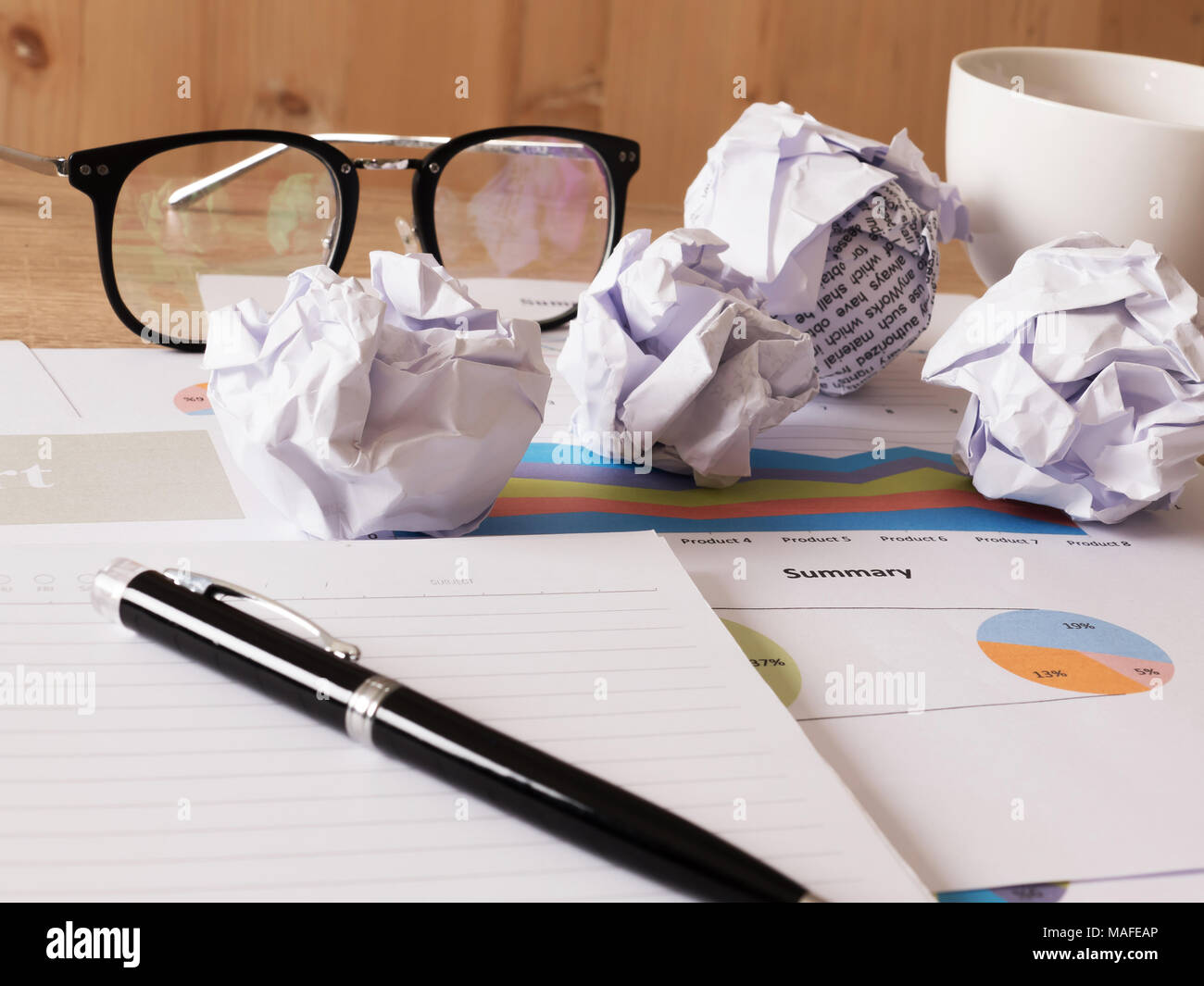 business report data paper with pen Stock Photo - Alamy