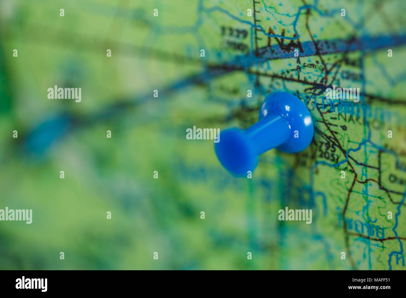blue pin on map Stock Photo - Alamy