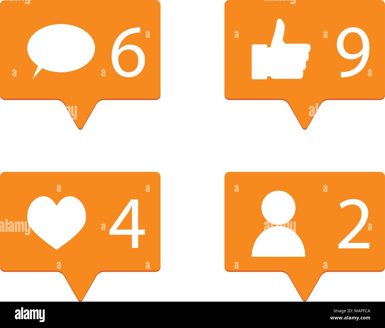 Counter in social networks. App notification comment like and friend ...