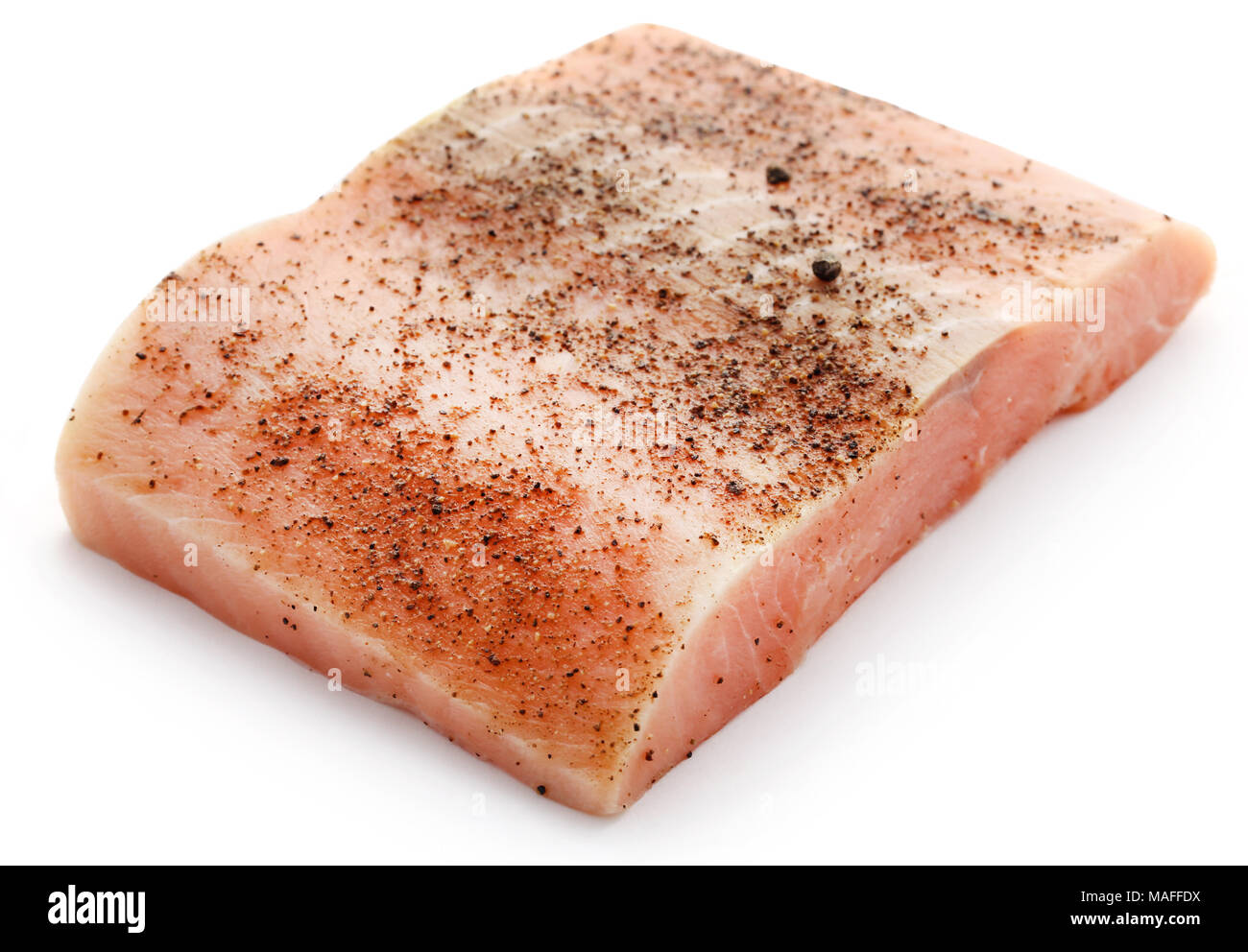 Uncooked salmon fish on over white background Stock Photo - Alamy