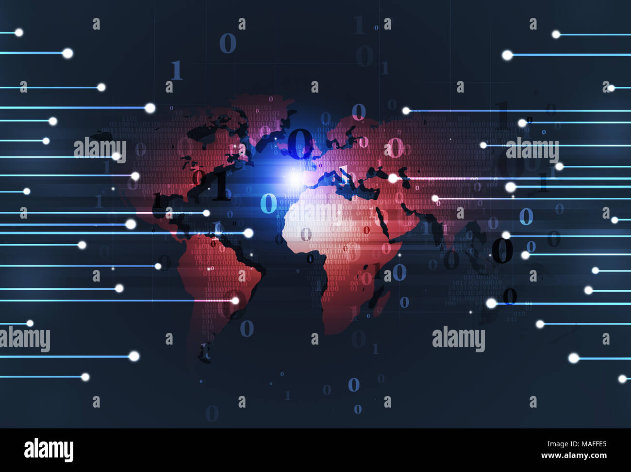 abstract technology binary code and world map business background Stock ...