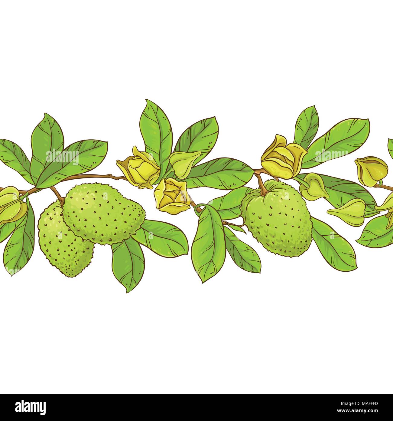 soursop branches vector pattern on white background Stock Vector Image ...