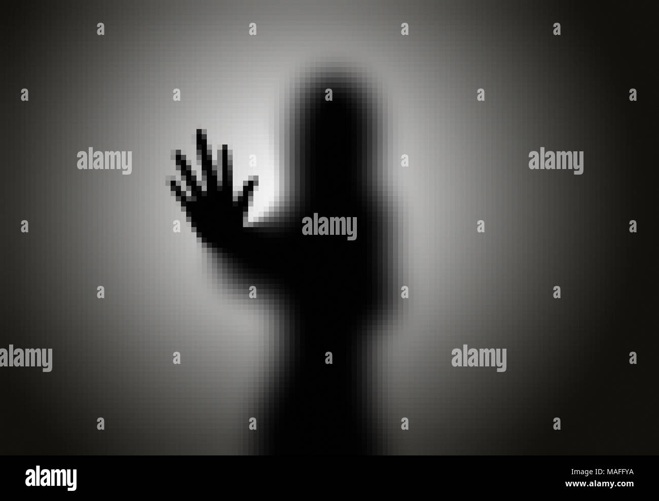 Ghost hand woman version with mosaic effect Stock Photo - Alamy
