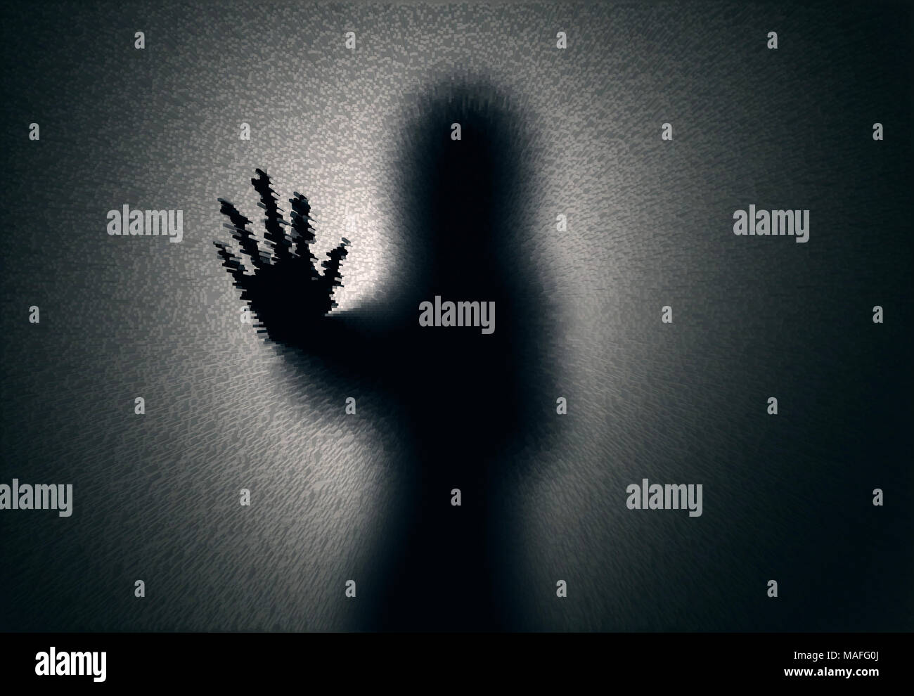 Ghost hand woman version with extrude cubics effect Stock Photo - Alamy