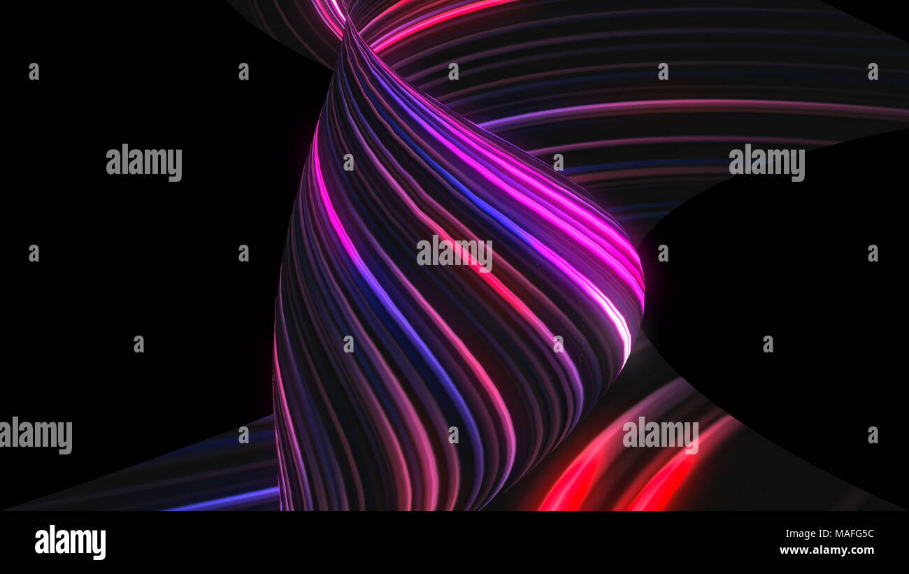 Many twisting glow lines, abstract computer generated backdrop, 3D ...