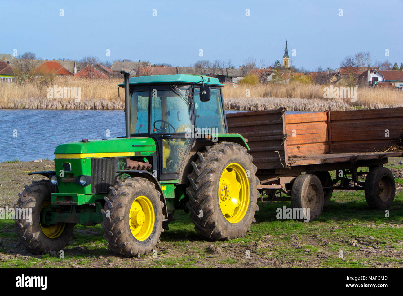 An old agricultural tractor. agricultural transport. old tractor ...