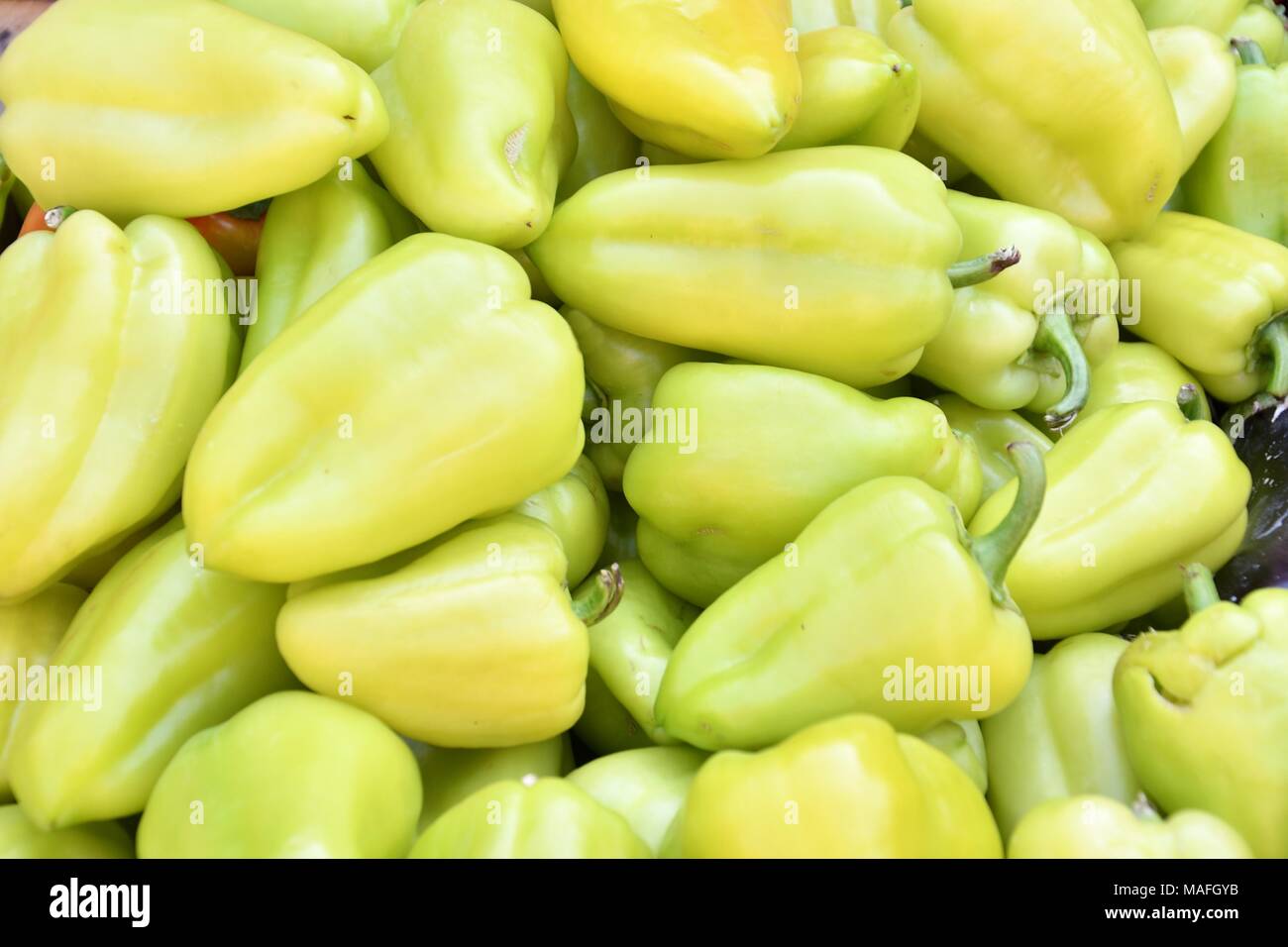 Sweet fresh bell pepper sold at the Bazaar Stock Photo - Alamy