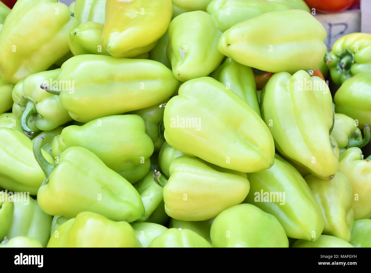 Sweet fresh bell pepper sold at the Bazaar Stock Photo - Alamy