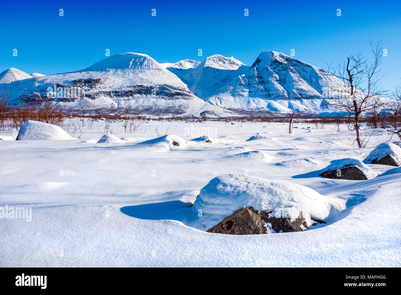 The Akka mountain group in Sweden, winter Stock Photo - Alamy