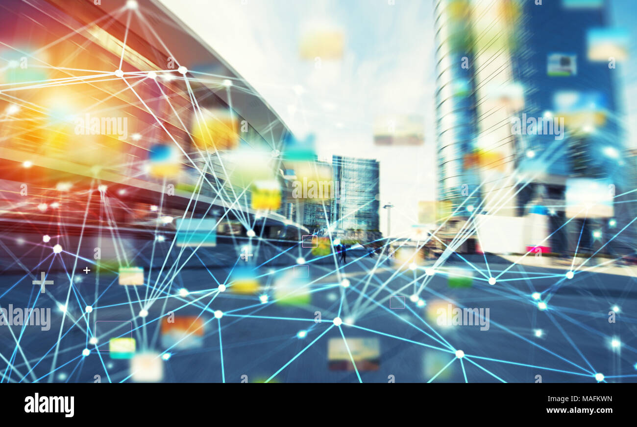 Abstract internet connection network background with motion effects ...