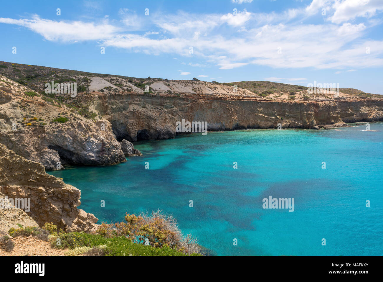 Tsigrado beach, one of the most beautiful southern beaches of Milos ...