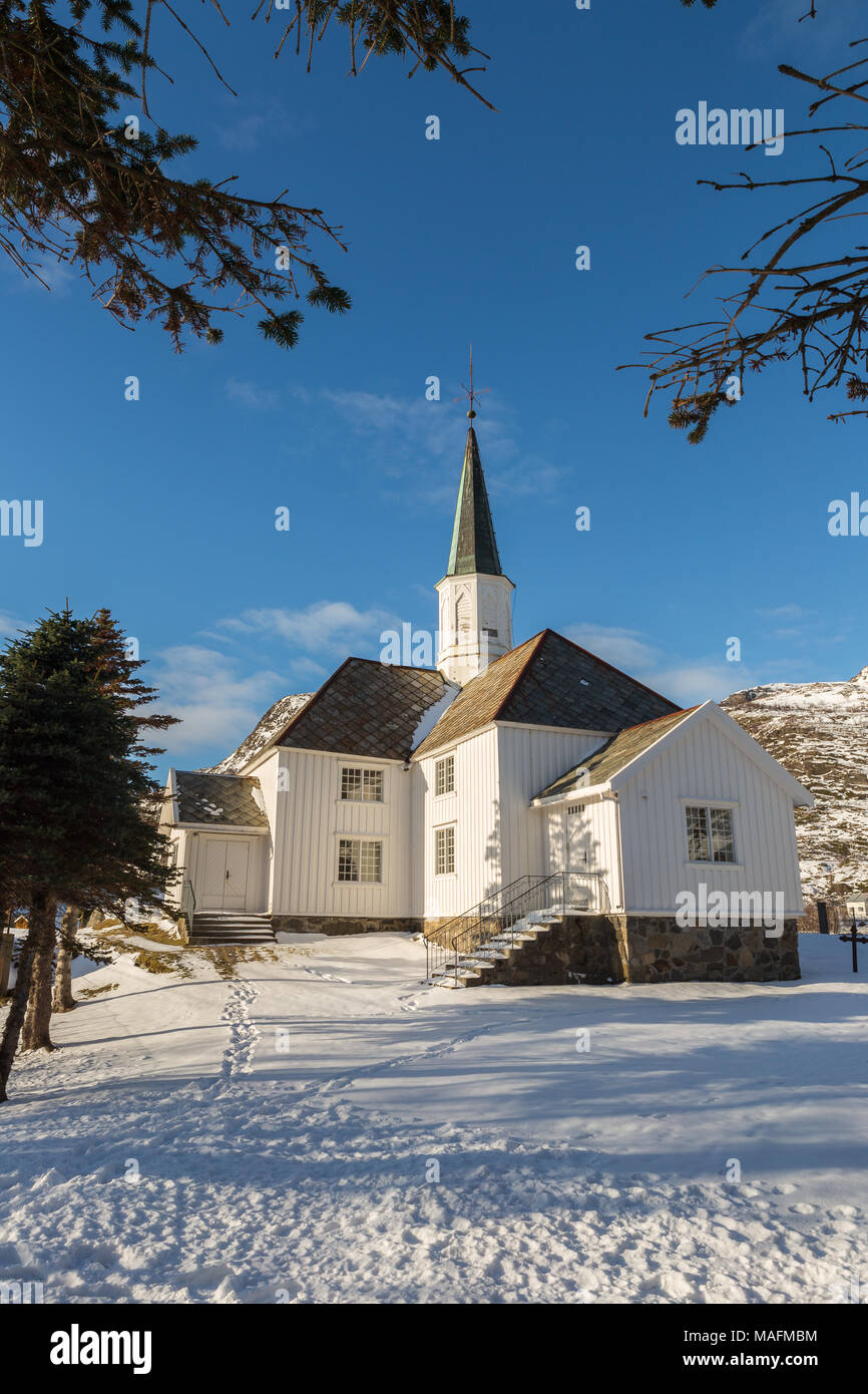Moskenes Church during winter. Lofoten, Norway Stock Photo - Alamy