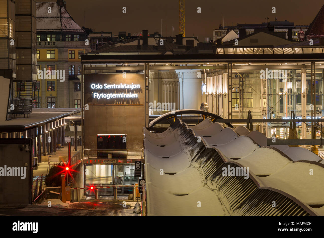 Oslo central train station at night Stock Photo - Alamy