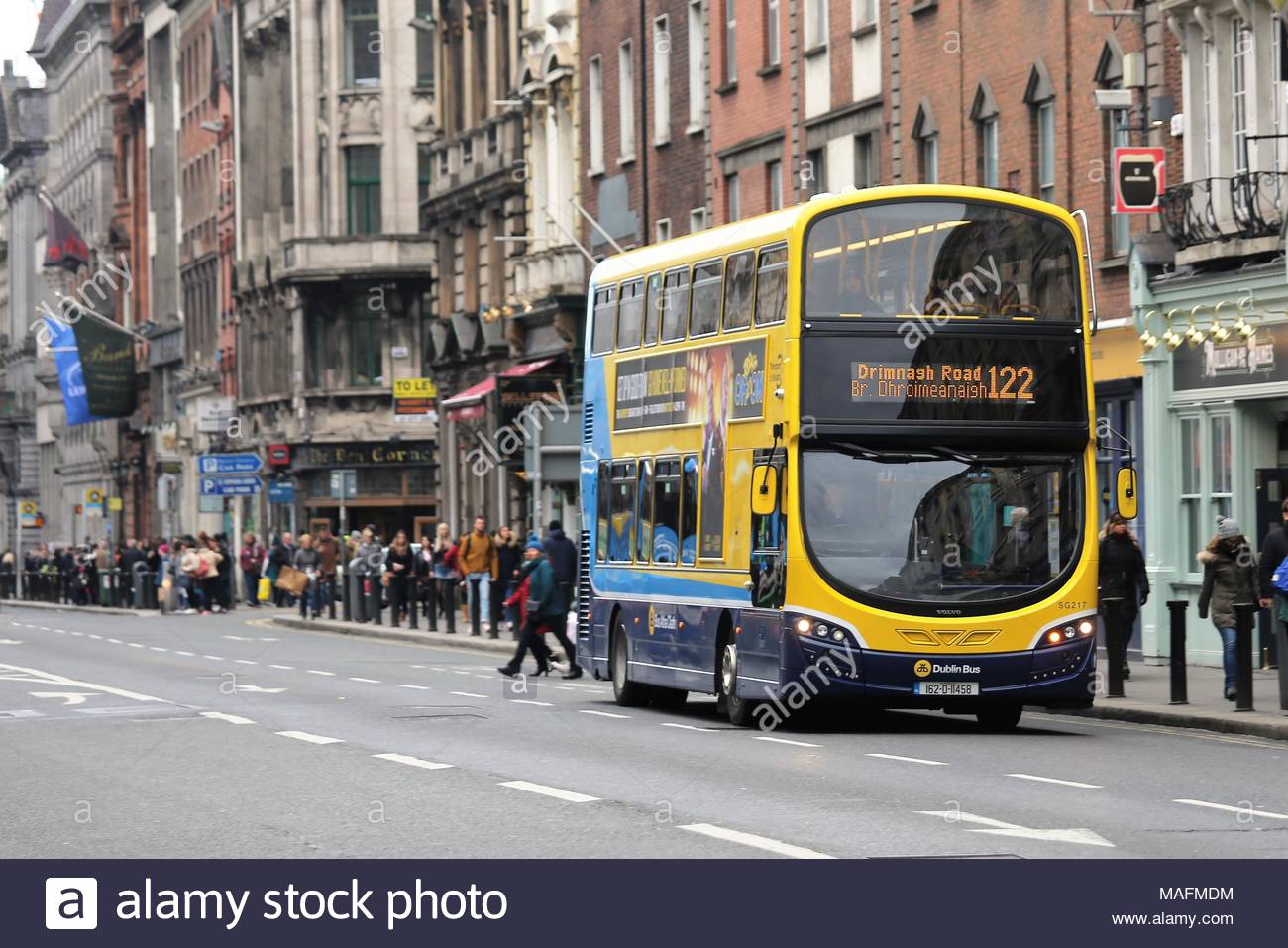 A Dublin city bus travels through the city centre as the capital ...