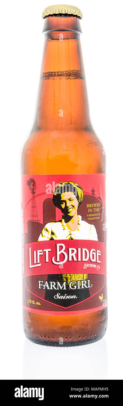 Winneconne, WI - 30 March 2018: A single bottle of Lift Bridge Farm ...