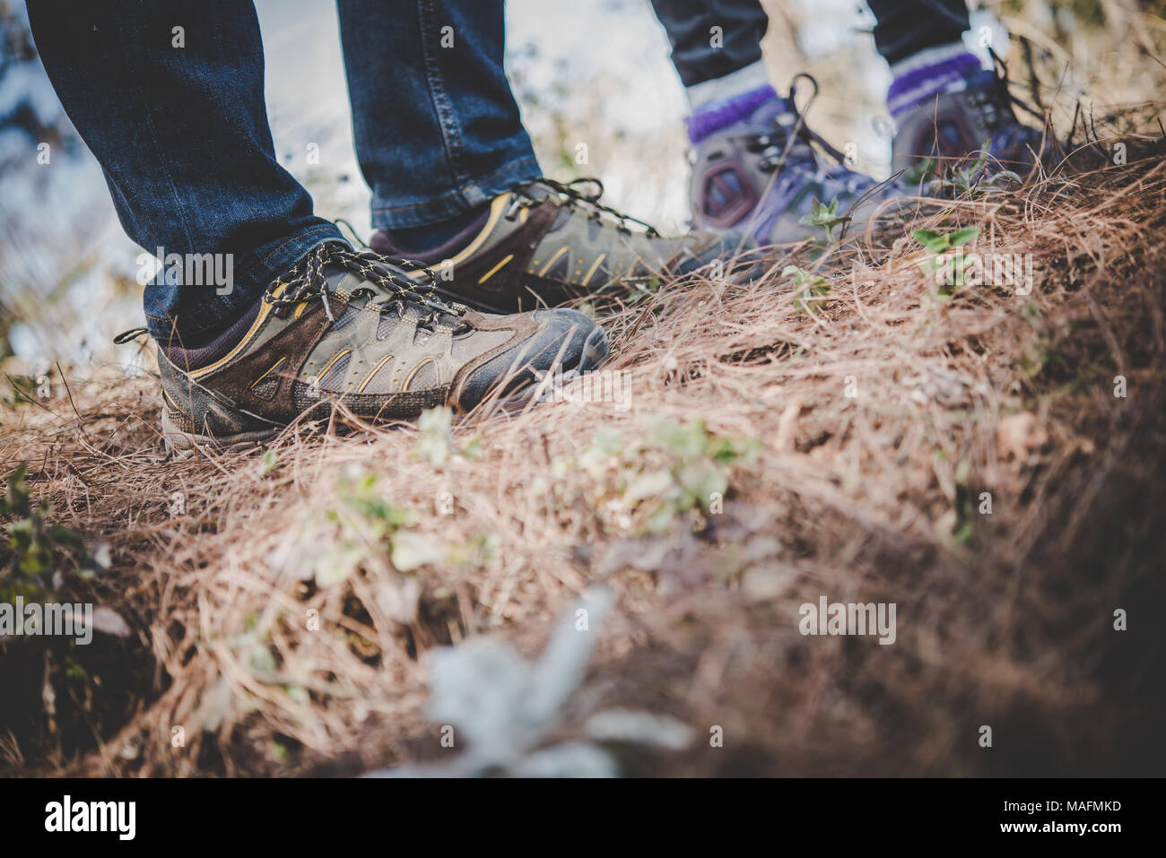 Close up hikers legs trekking hi-res stock photography and images - Alamy