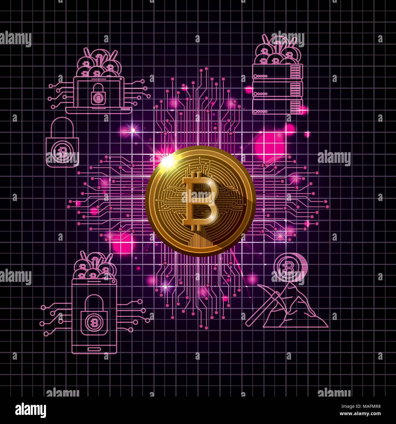 bitcoin mining set icons Stock Vector Image & Art - Alamy