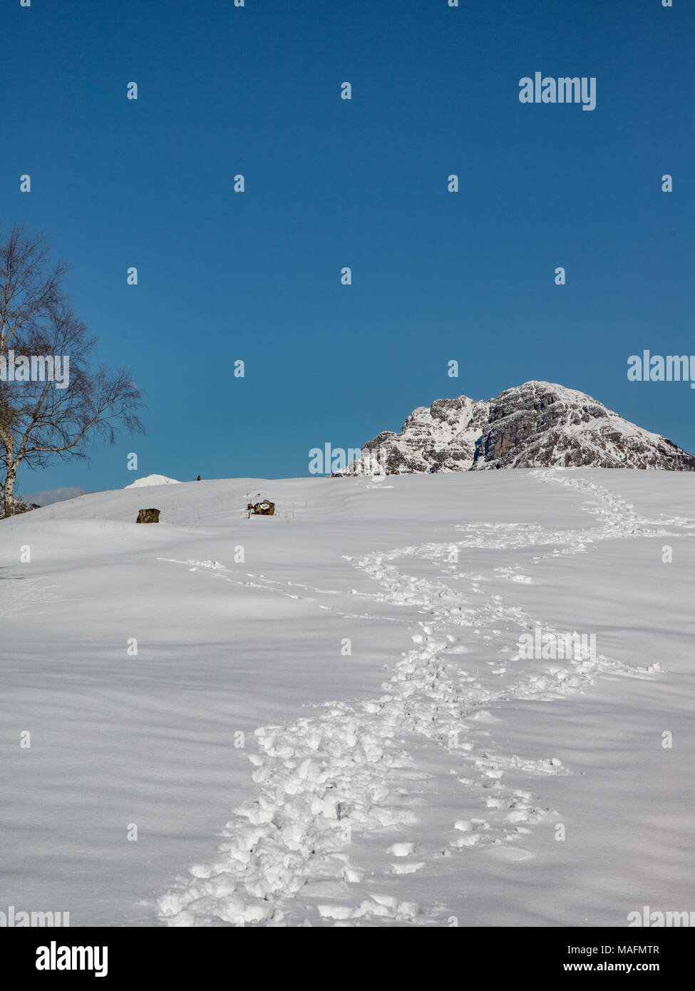 Italian snowy spring landscape, Valle Imagna, Lombardia, Italia Stock ...