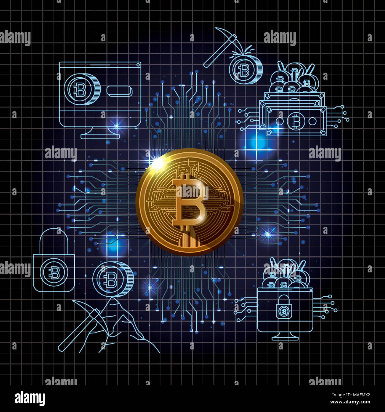 bitcoin mining set icons Stock Vector Image & Art - Alamy