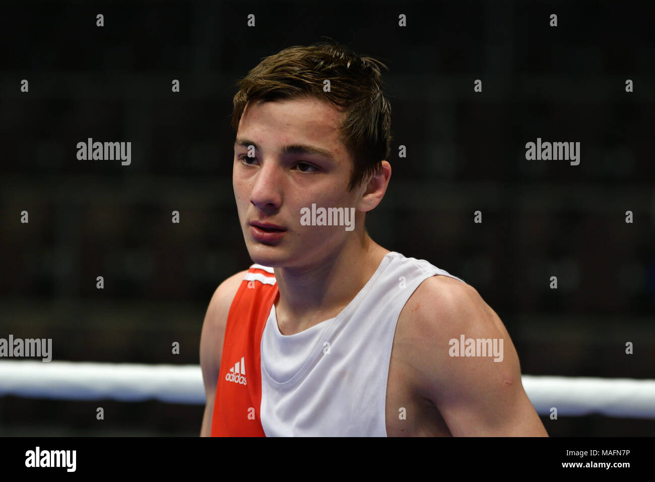 Orenburg, Russia-May 7, 2017 year: Boys boxers compete in the ...