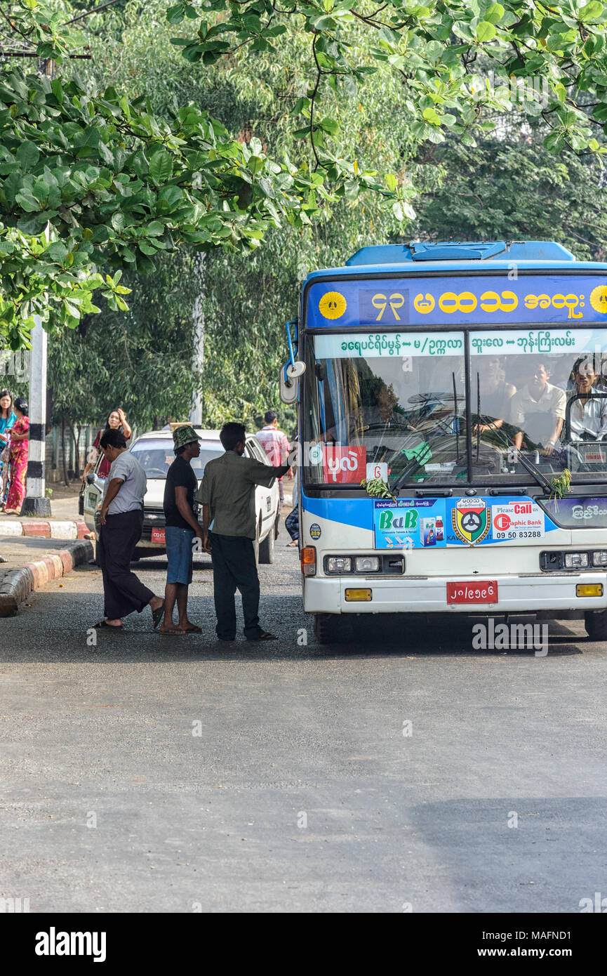 People boarding a public bus in Yangon Myanmar (Burma Stock Photo - Alamy