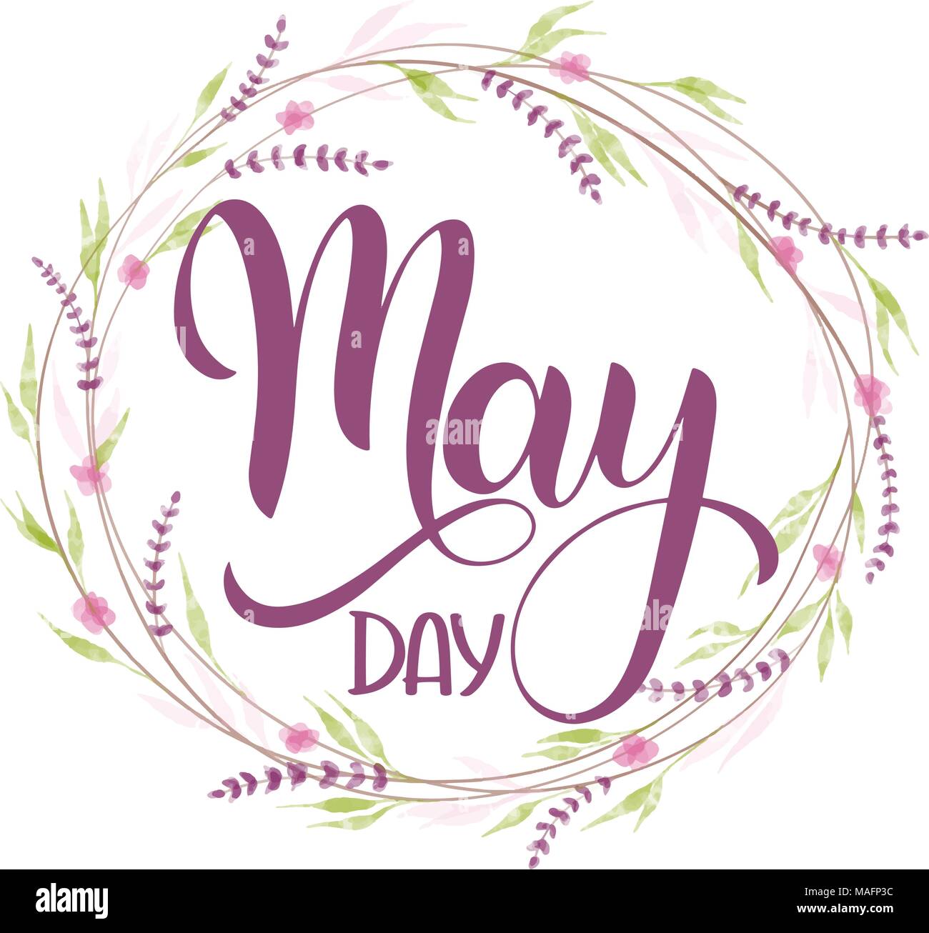 Hello May lettering. Elements for invitations, posters, greeting cards ...