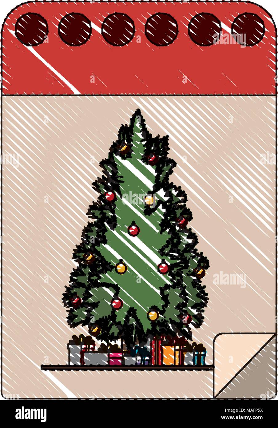calendar with christmas tree decoration icon Stock Vector Image & Art ...
