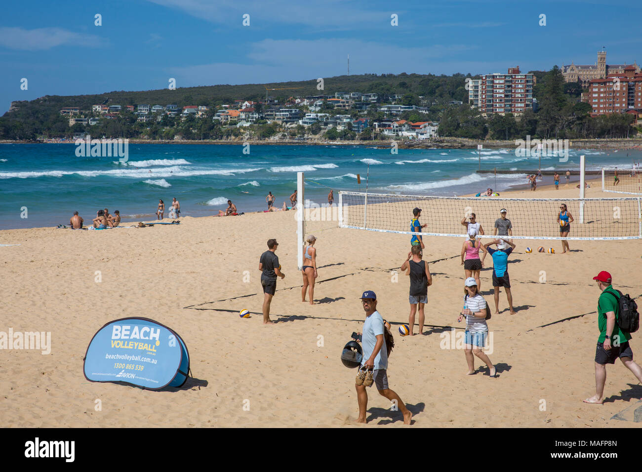 Beach volleyball being played on Manly beach in Sydney,Australia Stock ...