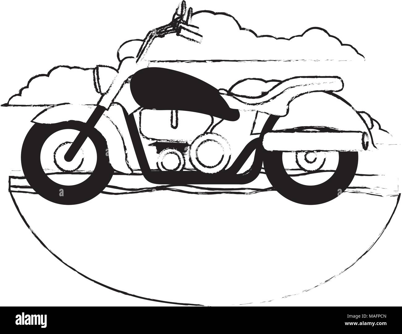 retro motorcycle classic in the road scene Stock Vector Image & Art - Alamy