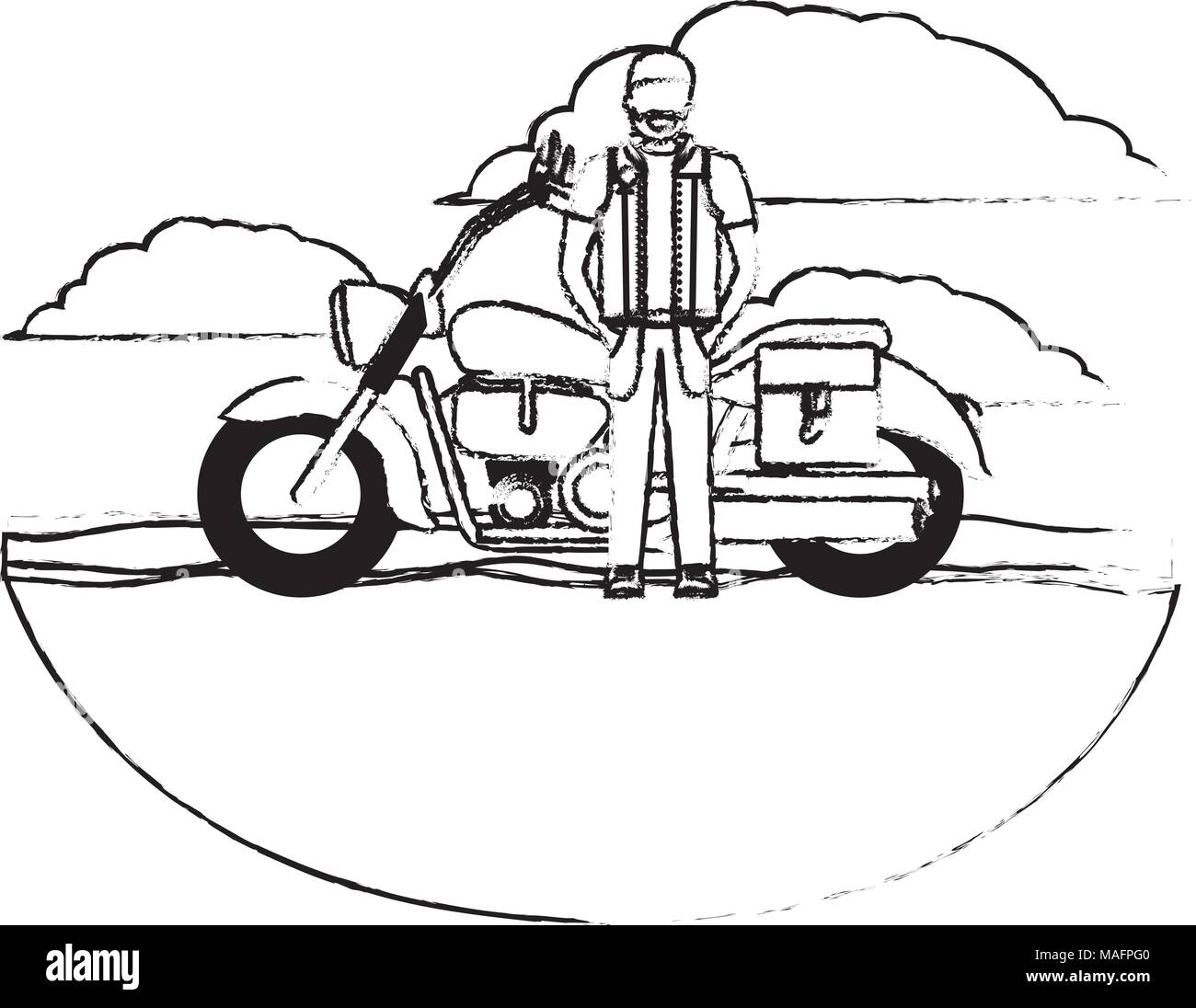 biker in the classic motorcycle scene character Stock Vector Image ...