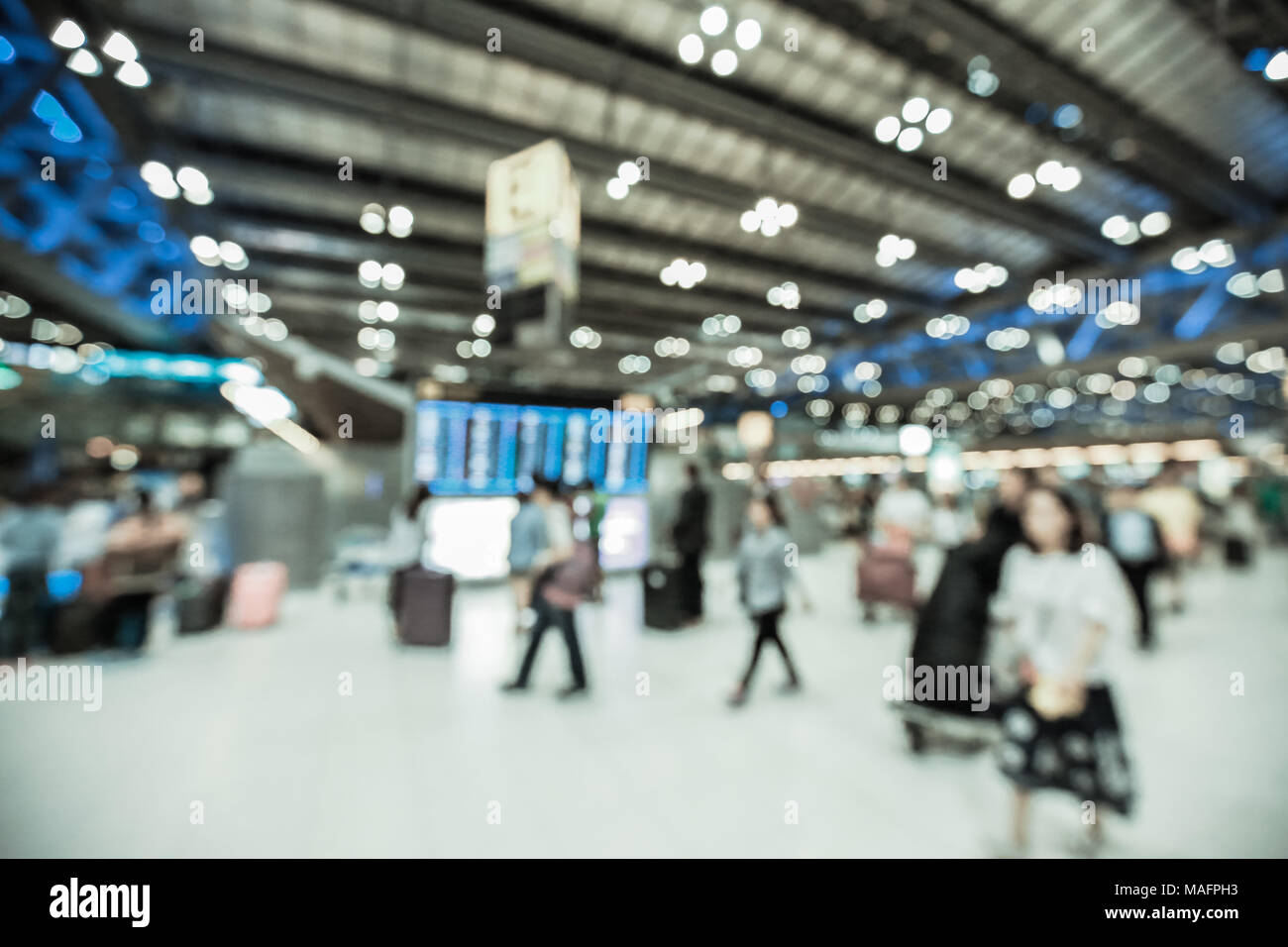 Blurred background : Traveler at airport terminal blur background with ...