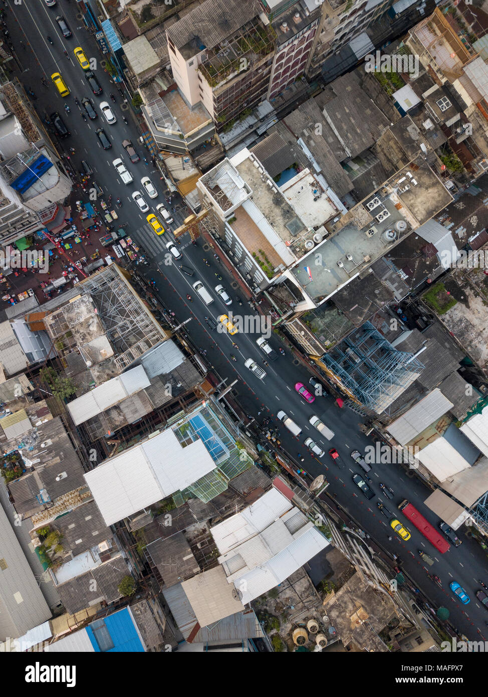 Aerial drone photograph of Yaowarat road, the main street of China Town ...