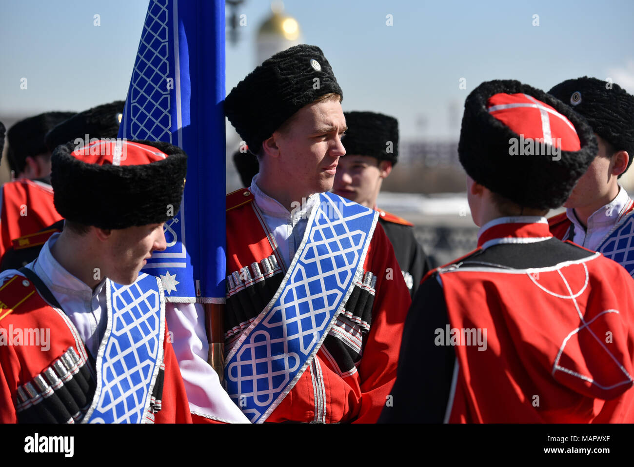 Moscow, Russia. 30 March, 2018. Russian cadets during the annual cadet ...