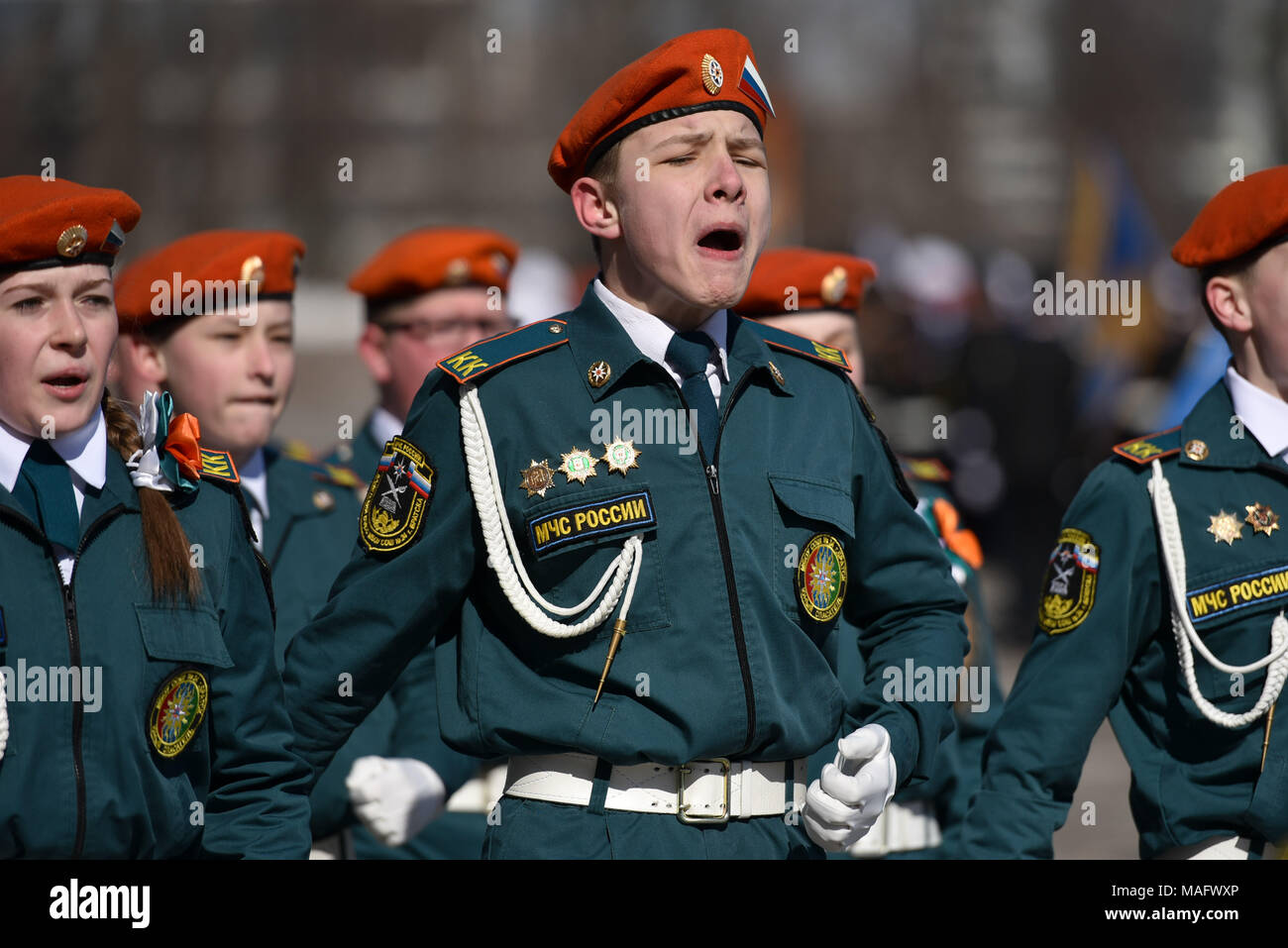 Moscow, Russia. 30 March, 2018. Russian cadets during the annual cadet ... Moscow, Russia. 30 March, 2018. Russian cadets during the annual cadet ...