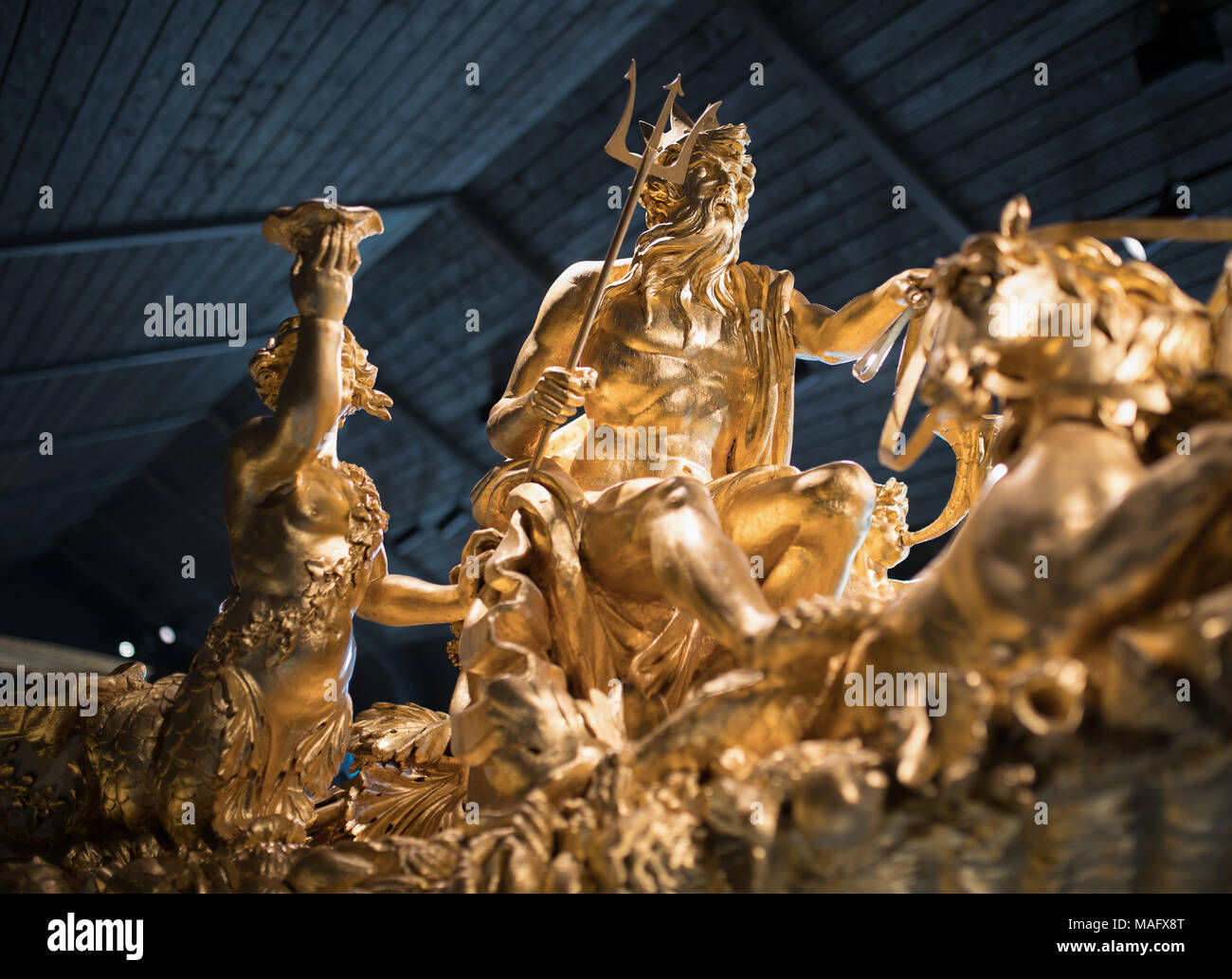 Neptune statue, detail from the bow of the royal boat. Amsterdam ...