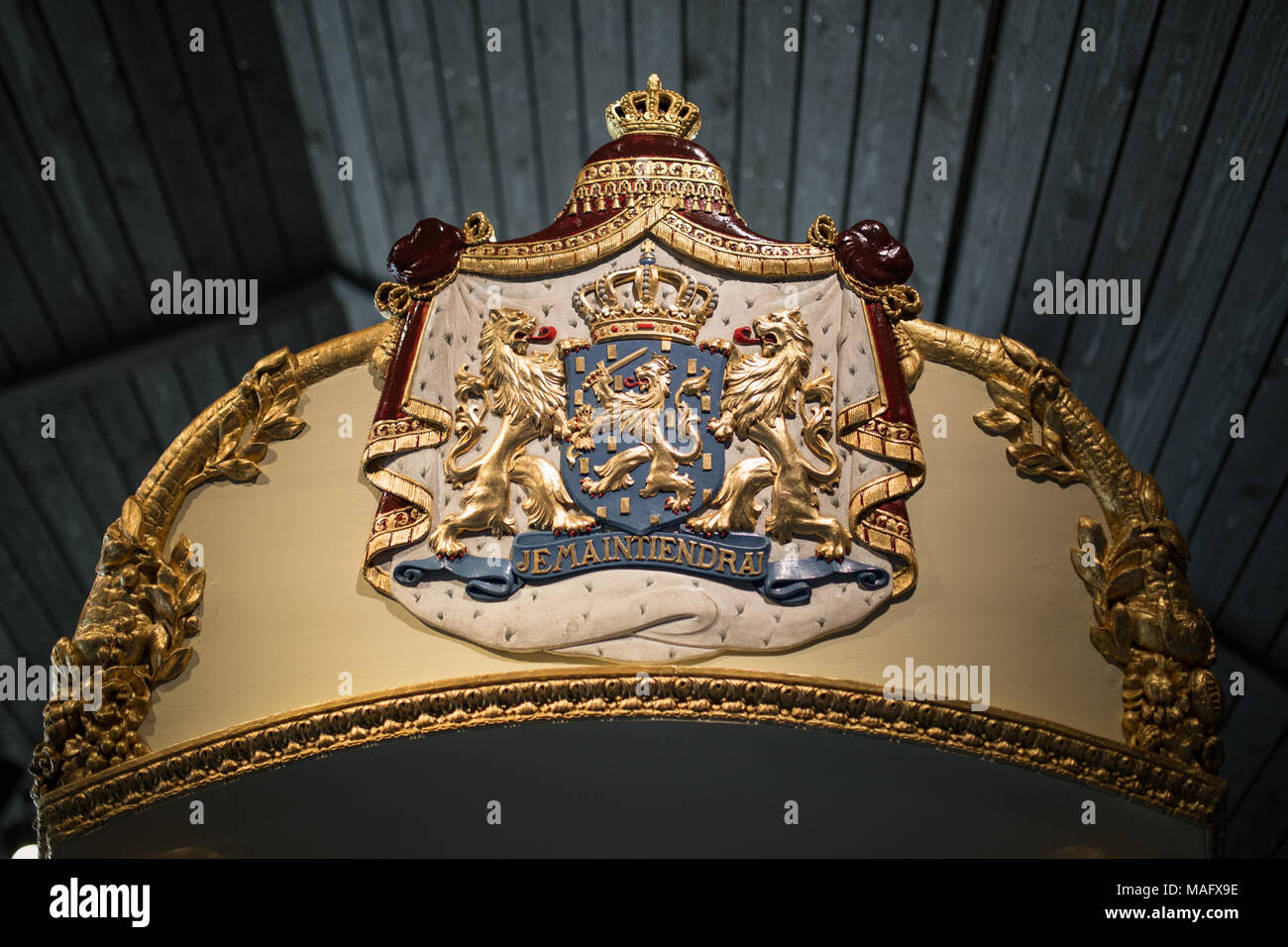 Amsterdam / Holland: Netherlands coat of arms, royal emblem at the ...