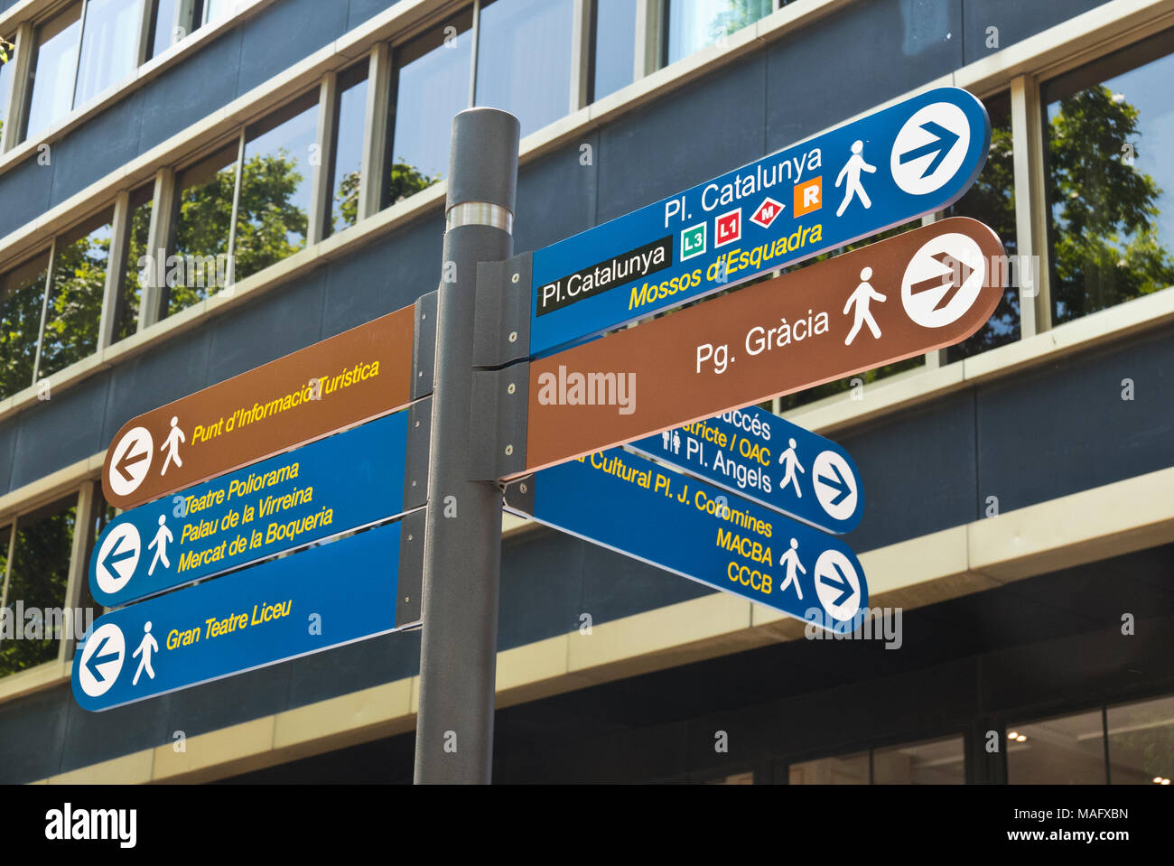 Tourists signs in Barcelona, Spain Stock Photo - Alamy