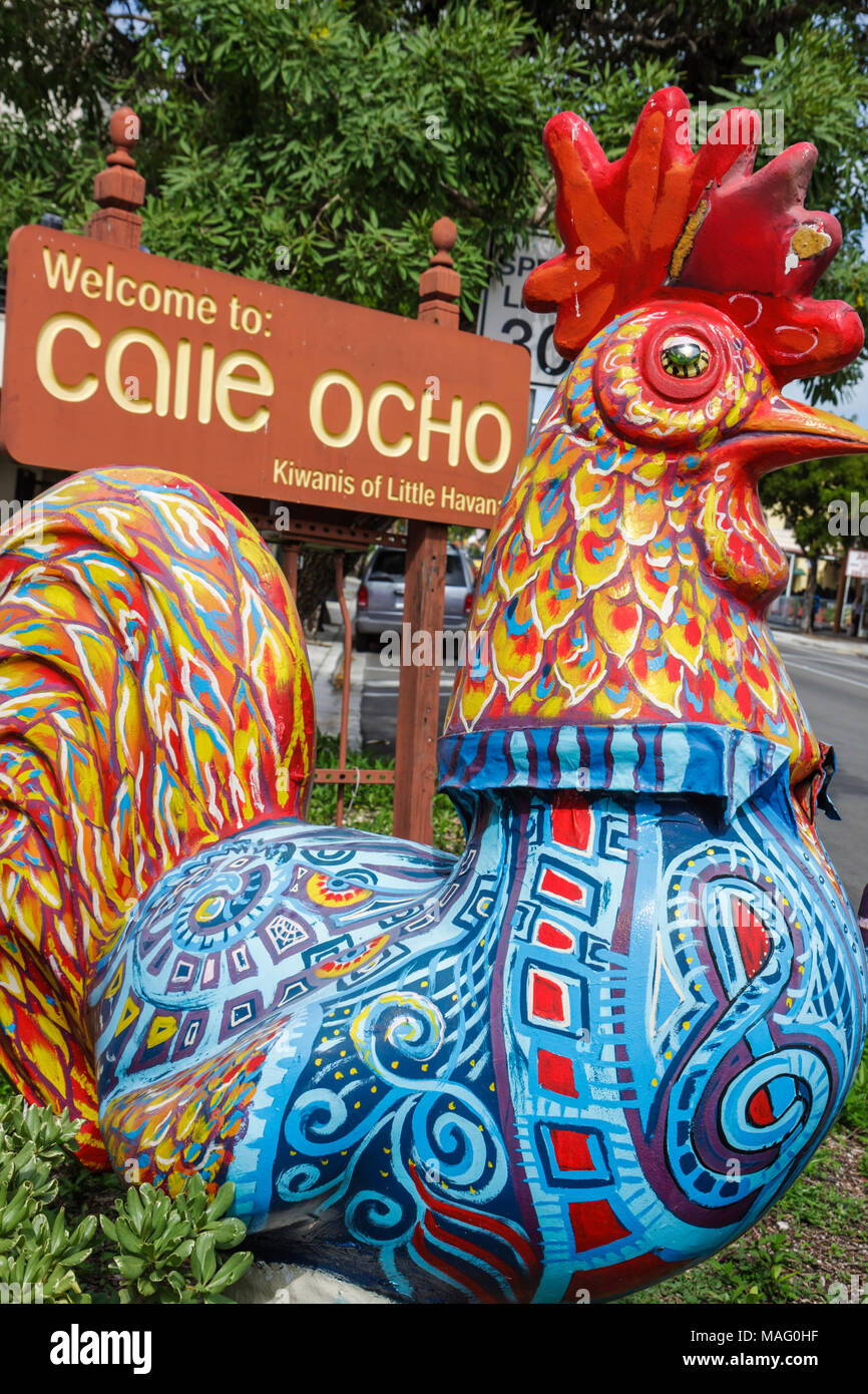 Miami Florida,Little Havana,Calle Ocho neighborhood,public art,rooster ...