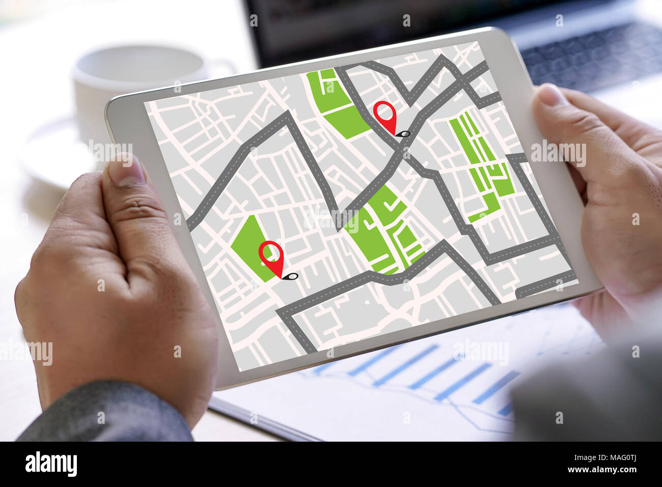 GPS Map to Route Destination network connection Location Street Map ...