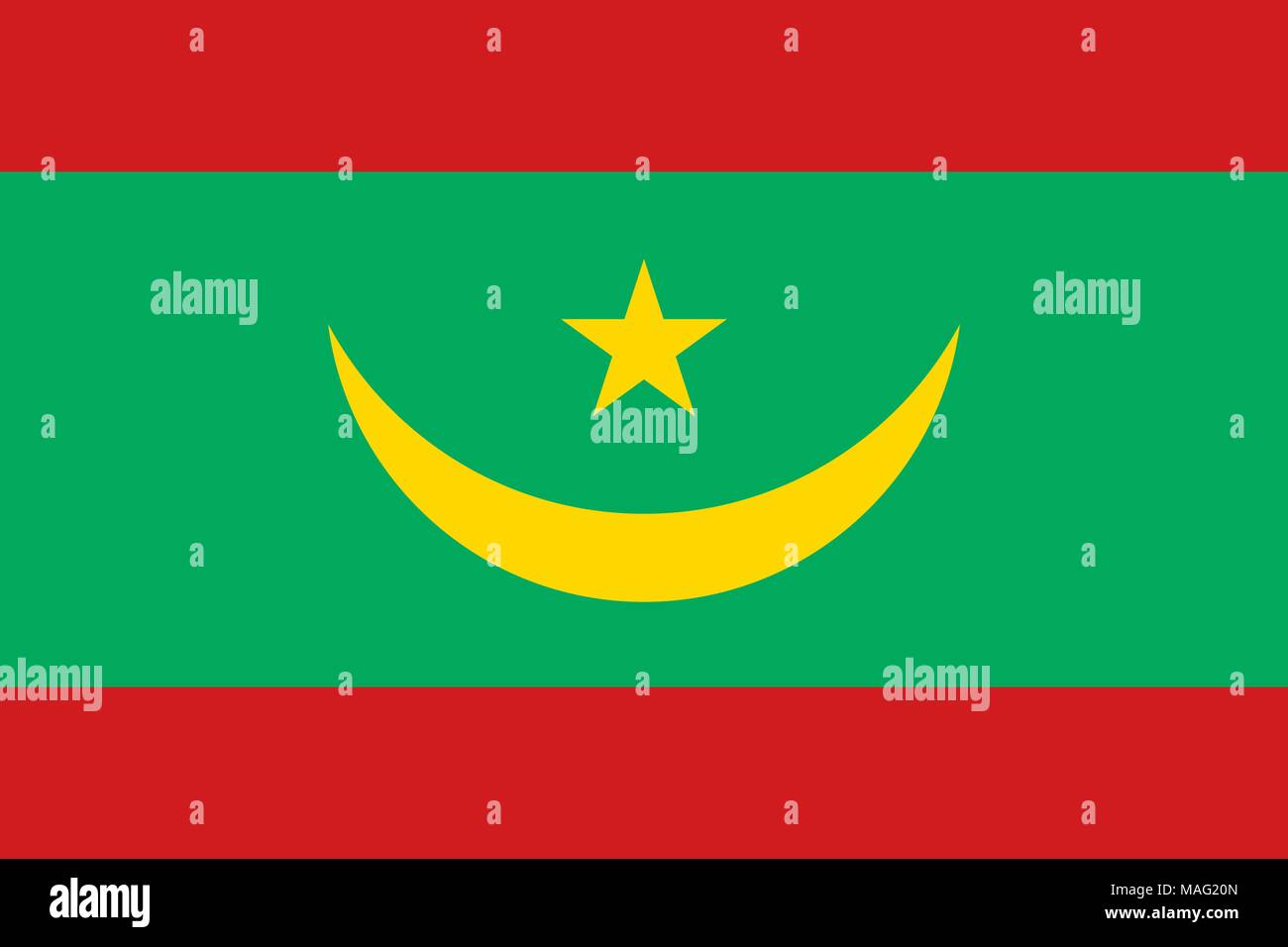 Flag of Mauritania official colors and proportions, vector image Stock ...